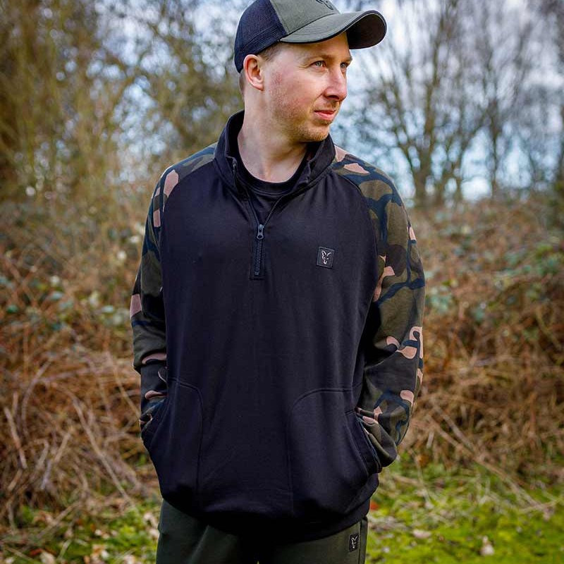 Fox LW Black/Camo QTR Zip Pullover - £19.99