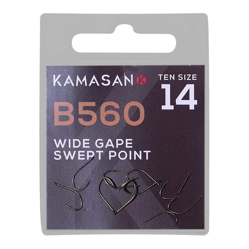 Kamasan B560 Wide Gape Swept Point Barbed Hooks - £1.99