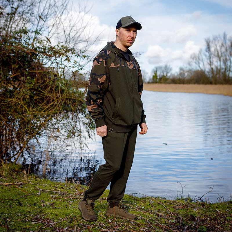 Fox LW Khaki/Camo Split Zip Hoody - £31.99
