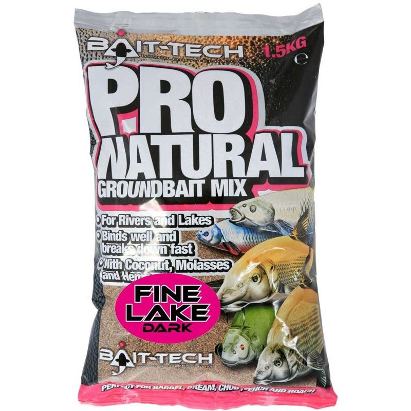 Bait-Tech Pro Natural Fine Lake Dark Groundbait 1.5kg - £3.99